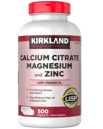 Kirkland Signature Calcium Citrate, Magnesium and Zinc, 500 Tablets ...
