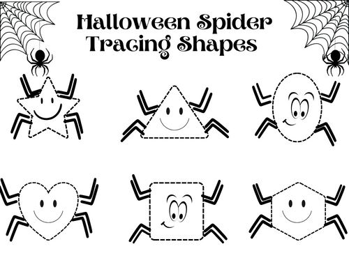 Halloween Spider Tracing Shapes | ReadySetLearn