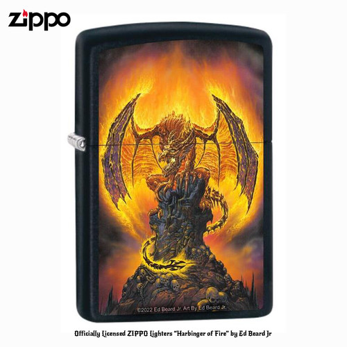 Zippo brand: Ignis Rex Harbinger of Fire Lighter (Black Matte) Signed ...