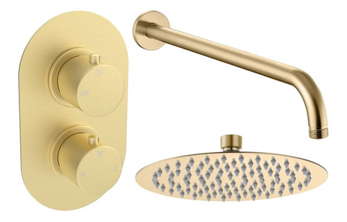 Aura Round Shower Valve & Kit Pack 2 - Brushed Brass