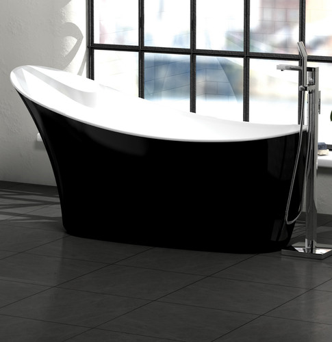 Charlotte Edwards Portobello Freestanding Bath Gloss Black 1590x680x800mm