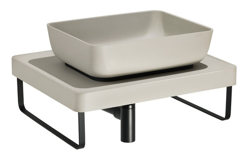 Abode Tableau/Cava Shelf & Tablet Basin Set - Pebble Grey w/Matt Black ...