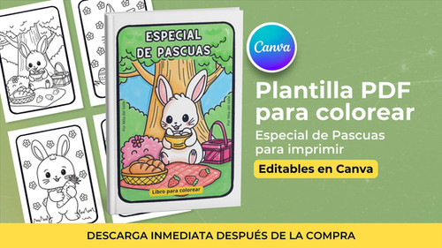 Plantilla editable libro para colorear de pascua en Canva | Del Valle Blog