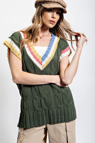 Multi Color Knitted Sweater Vest | Ace2Eagle