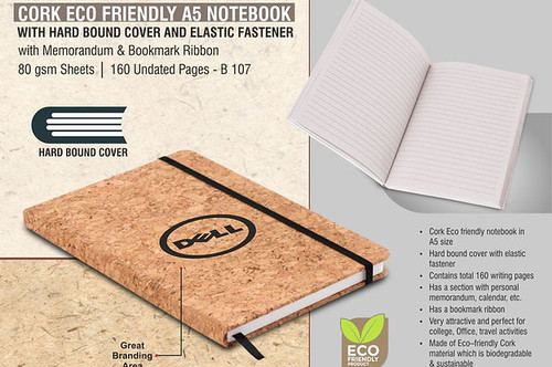 Cork Eco Friendly A5 Notebook With Hard Bound Cover And Elastic ...