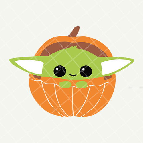Baby Yoda in Pumpkin Halloween Peek a Boo SVG DXF PNG Cut File | Henry ...