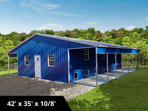 Custom Metal Building with Lean-tos | Legacy Carports