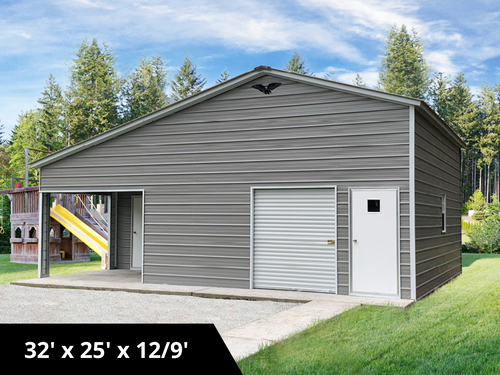 Modern 2 Storage Room Custom Metal Building With Porch | Legacy Carports