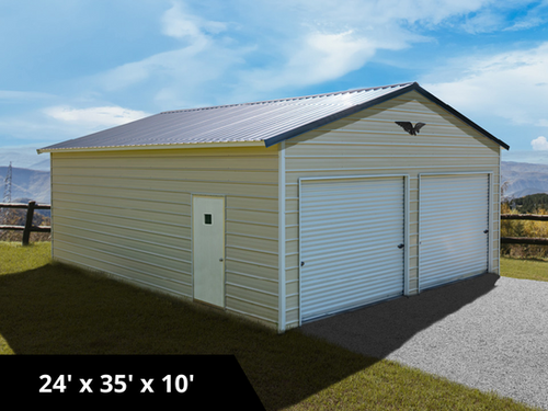 2 Car Double Metal Garage Utility Shed | Legacy Carports