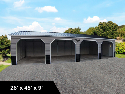 4 Bay Steel Carport - Four Car Metal Shelter | Legacy Carports
