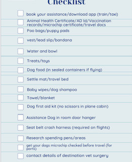 Free printable - travelling with your assistance dog checklist | Wuffable