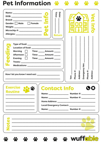PET INFO SHEET | Wuffable