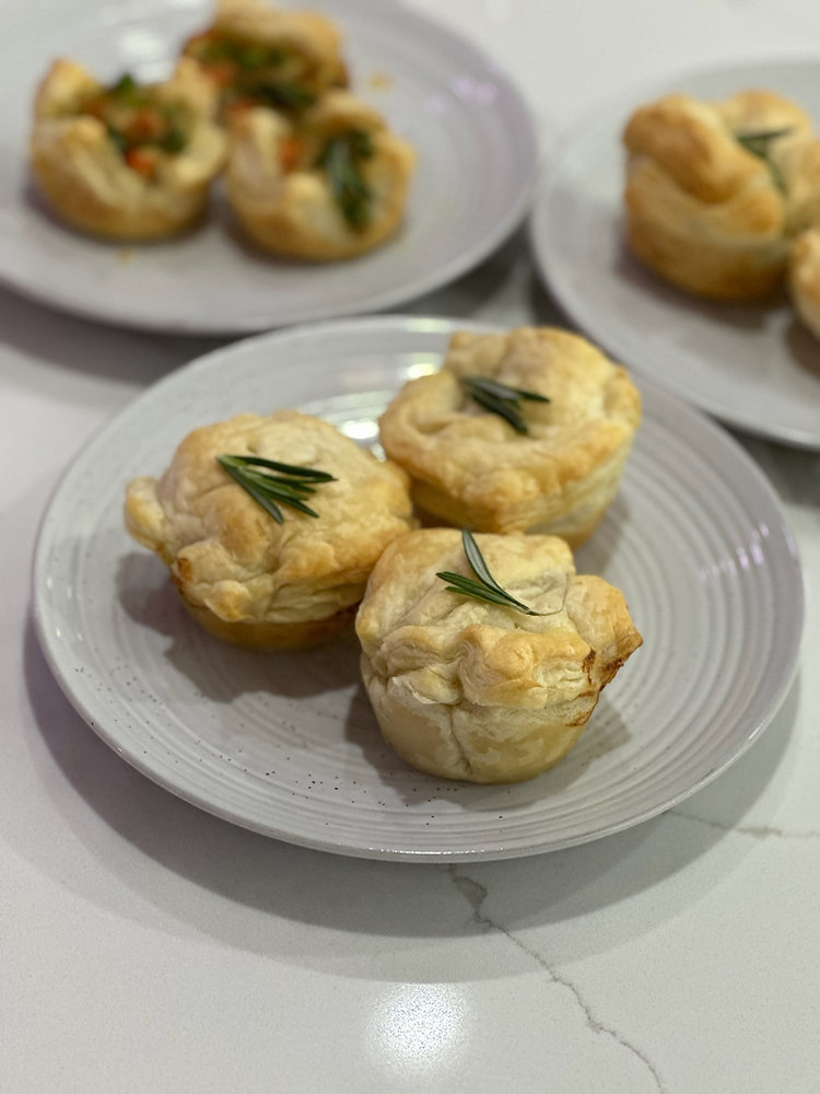 Charming Mini Puff Pastry Chicken Pot Pies: A Bite-Sized Delight