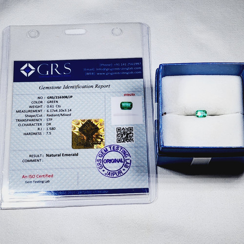 Octagon cut Natural African Emerald .61 ct 6x4mm with GRS Certificate ...