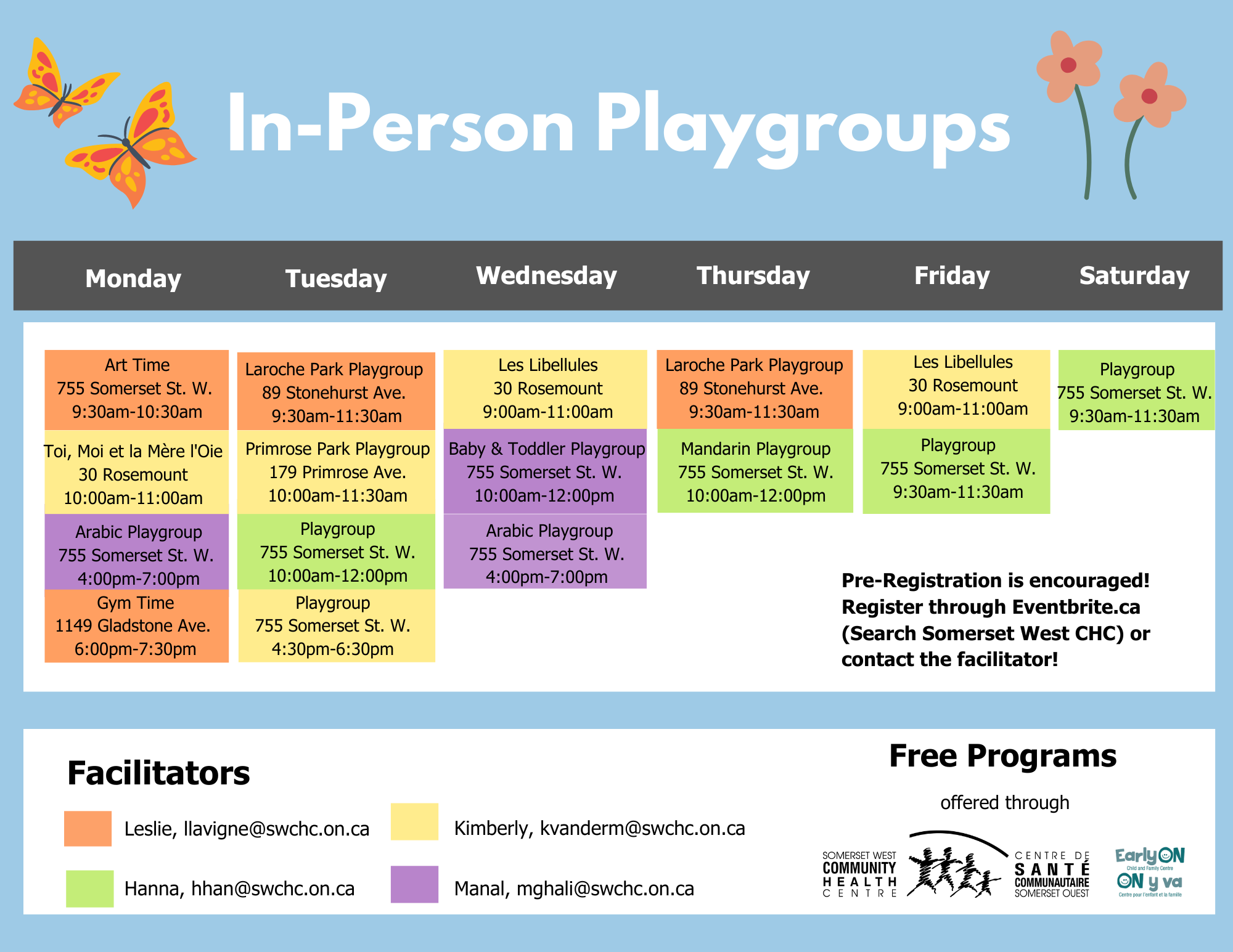 Parent Support Calendar