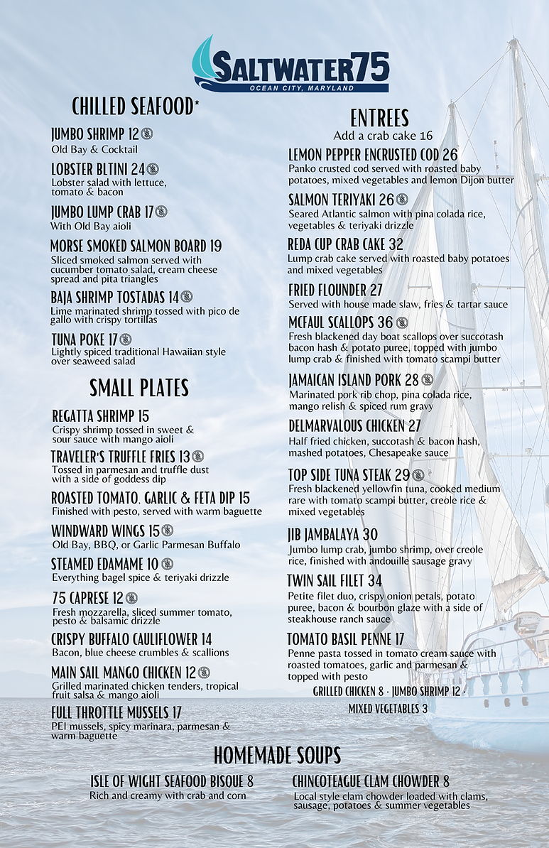 Menu | Saltwater 75