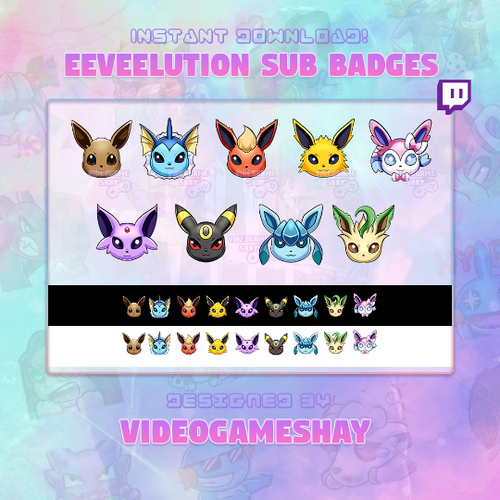 Eeveelution Twitch Sub Badges | VideoGame Shay