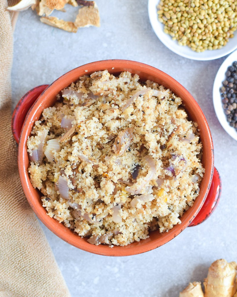 HOW TO PREPARE MUSHROOM PILAF (ANGWAMO) FONIO