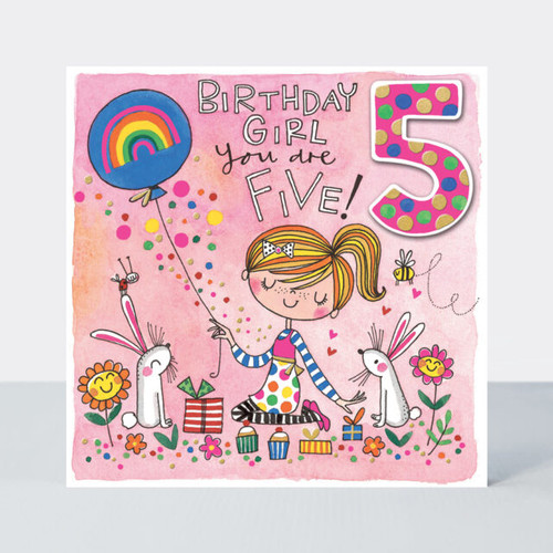 Birthday Girl Age 5 Card | The Tokenhouse