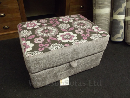 Purple Retro Flower Storage Footstool | Worksopsofas
