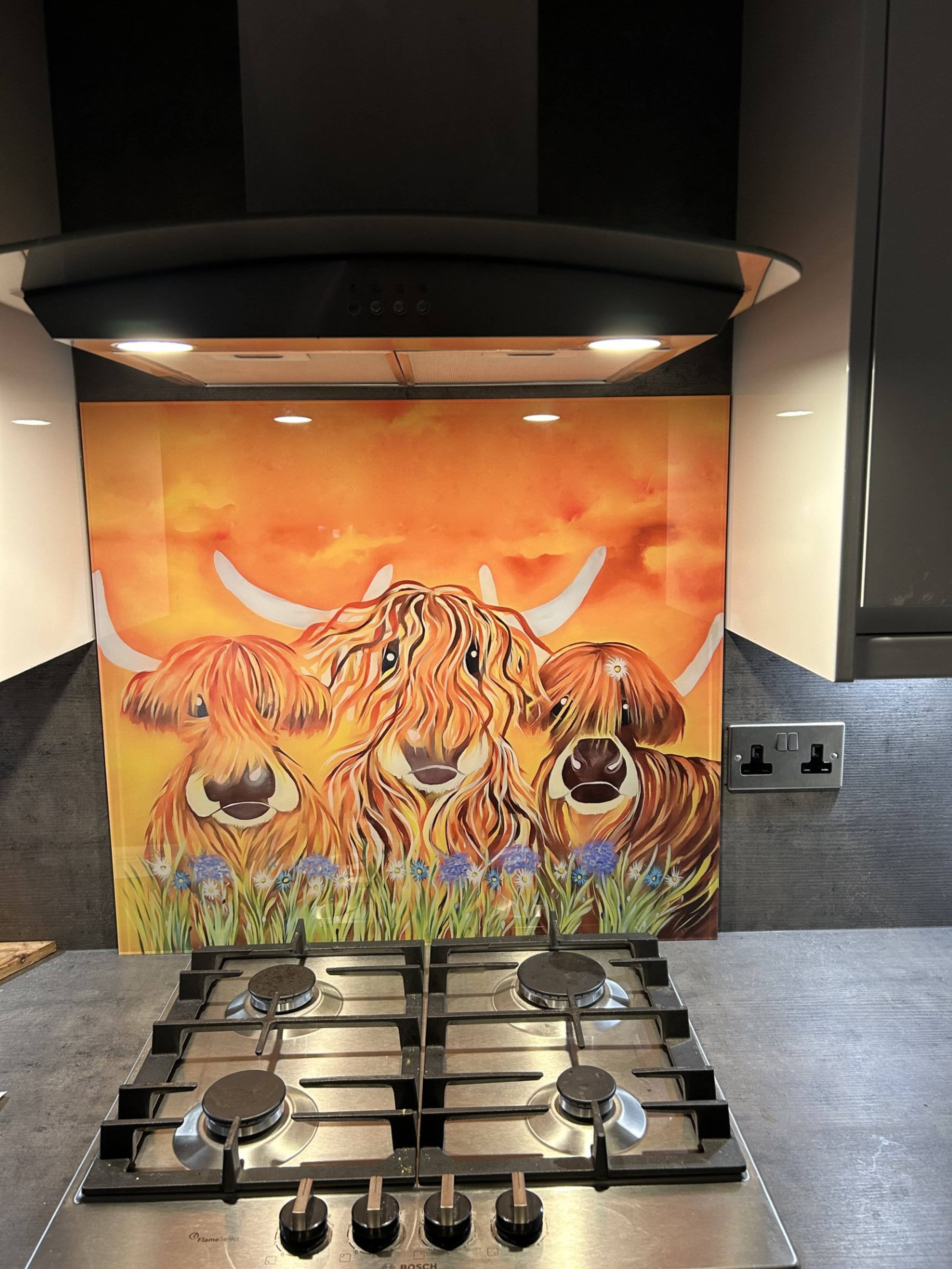 Kitchen splashbacks | Quirky Cows | Artist Sharron Russell