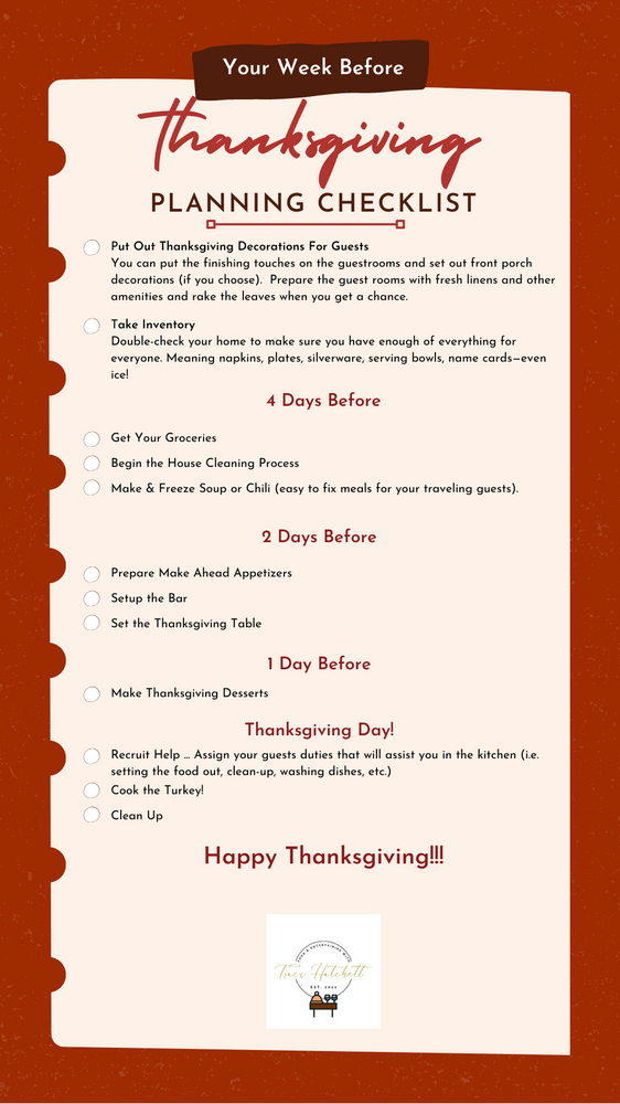 The Ultimate One Week BeforeThanksgiving Planning Checklist (Printable)