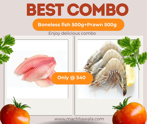 2 Items combo Boneless fish+Medium Prawn | Machhawala