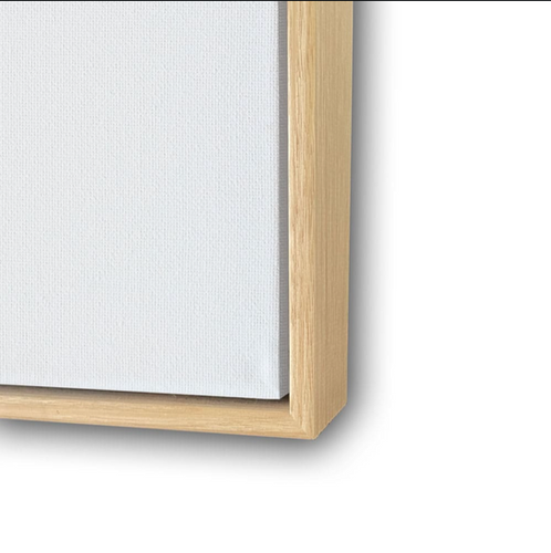 Stretched Blank Canvas with Solid Oak Float Frame | Lion Studios