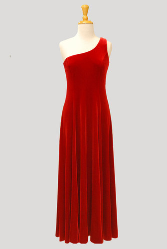 2938 Red Velvet One Shoulder | CC Fashions