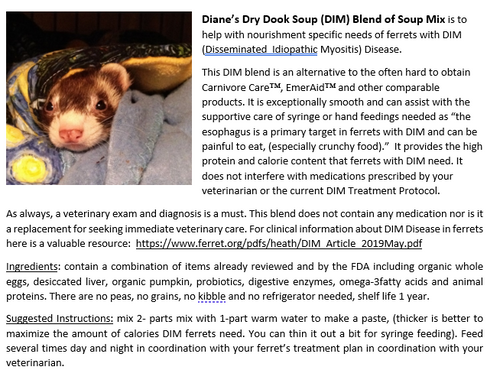 DIM Disease -Soup Mix | southshoreferretcare