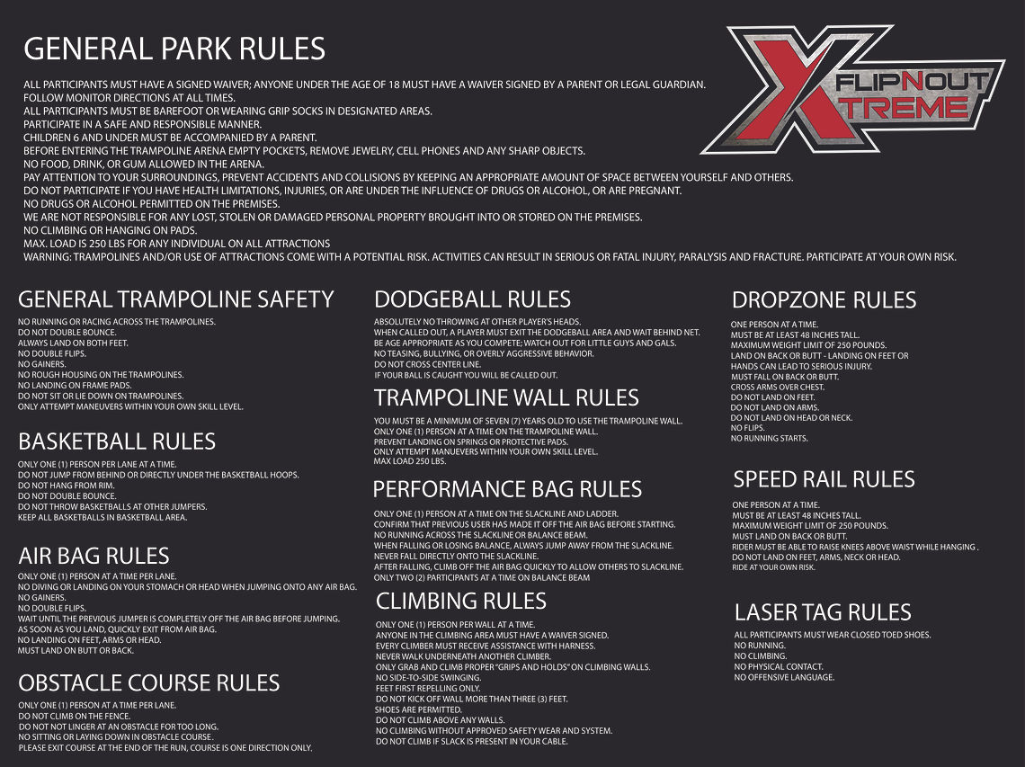 RULES | Flip N Out Xtreme