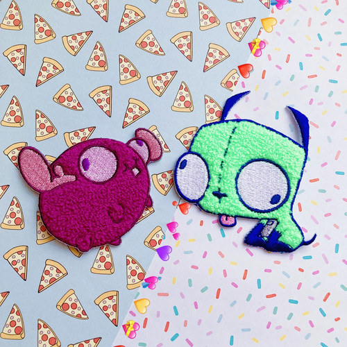 ⋆ INVADER ZIM ⋆ GIR & Minimoose Fuzzy Patches | Snackbasket