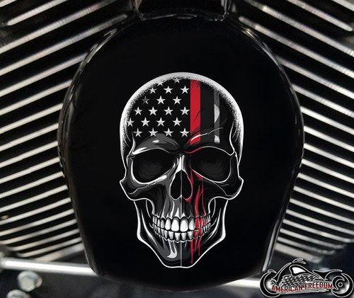 Thin Red Line Flag Skull | Harley Davidson Horn Cover | Customderbys