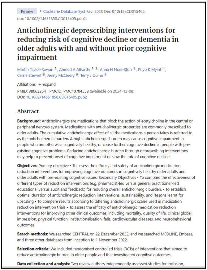 Anticholinergic deprescribing interventions for reducing risk of ...