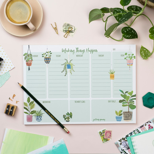 Happy Houseplants A4 Weekly Desk Planner | Georgia Breeze