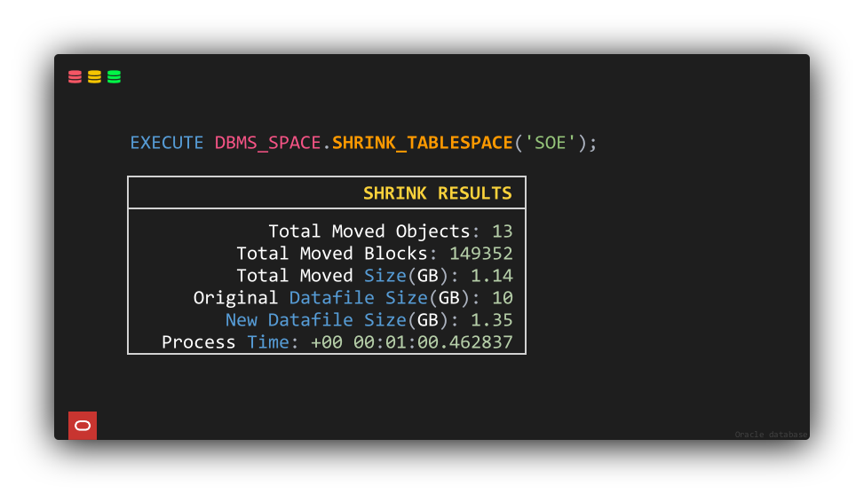 Reclaiming Unused Space in Oracle Database 23ai with 'shrink_tablespace'