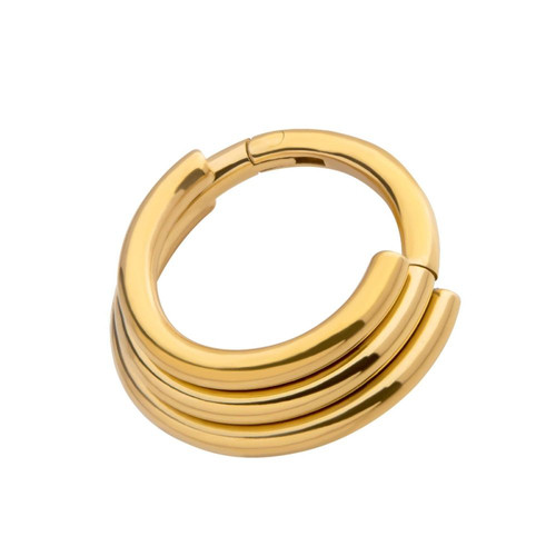 24KT Gold PVD Titanium Triple Stacked Side Facing Hinged Segment ...