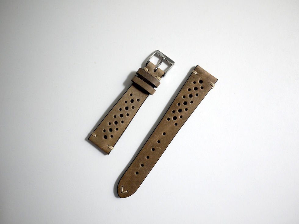 Fluco Hunter Racing Leather Watch Strap - Beige | Modern Times Store