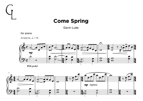 Come Spring (Solo Piano) | Music | Gavin Luke