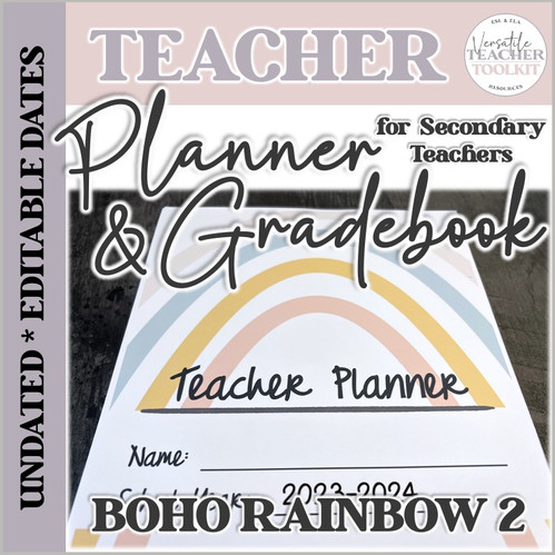 Boho Rainbow Teacher Planner 2023-2024 | ESL in the Spotlight