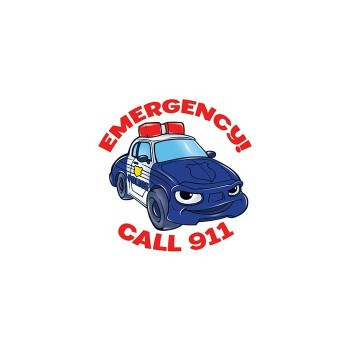 Emergency! Call 911(Cartoon Police Car) Temporary Tattoo | Modern Marketing