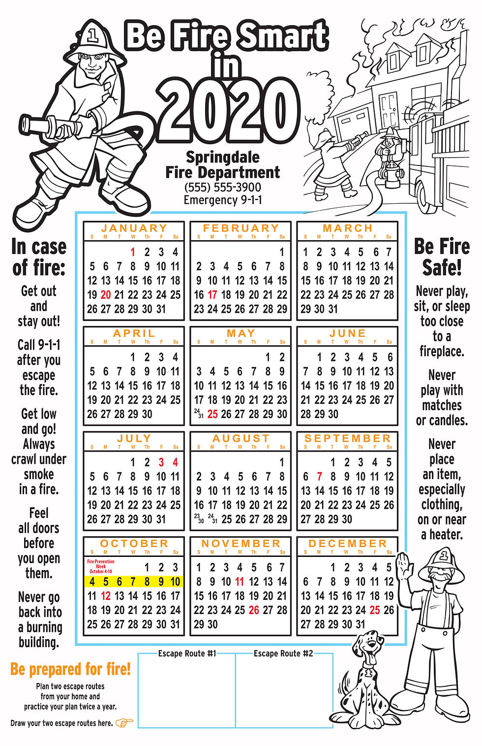 Fire Coloring Wall Calendar | Creative
