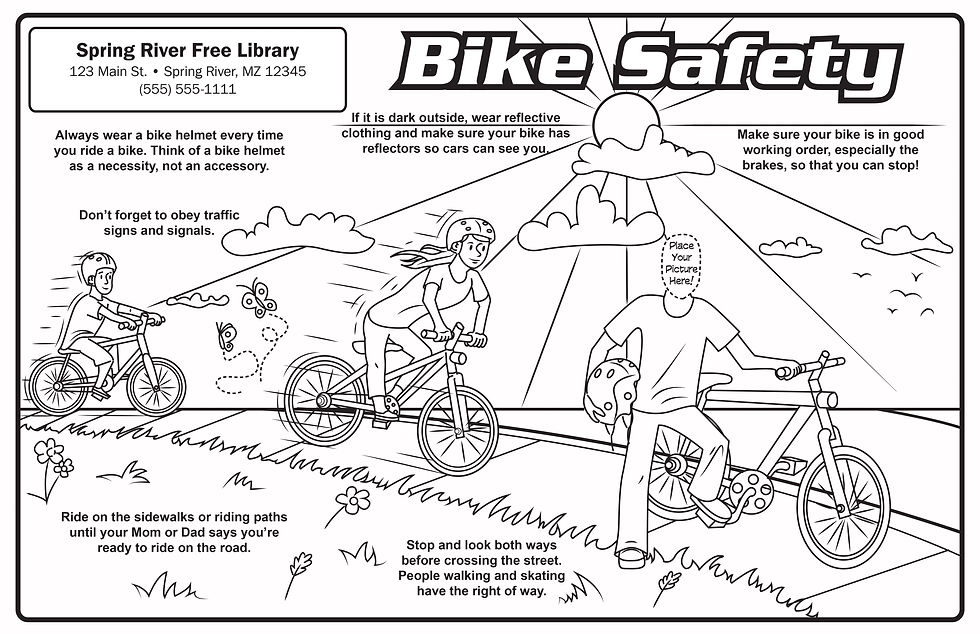 Bike Safety Coloring & Activity Poster | Creative