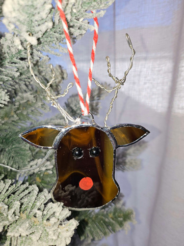 Stained Glass Reindeer face ornament | Lucky13 Creations