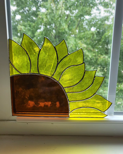 Stained Glass Sunflower Corner Suncatcher | Lucky13 Creations