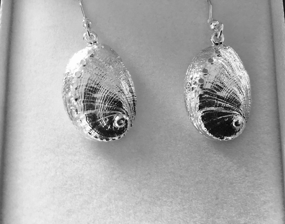 Silver Drop Ormer Shell Earrings | GUERNSEY JEWELLERY