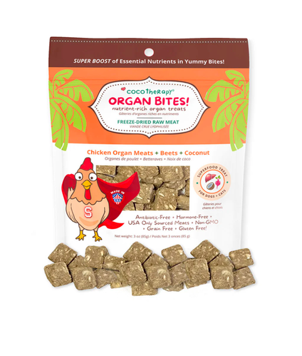 Coco Therapy Organ Bites - Chicken Organ Meats + Beets + Coconut (3oz ...