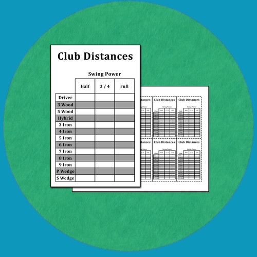 Printable Club Distances Chart - (Matte) - 10 Per Sheet | Dogleg Design ...