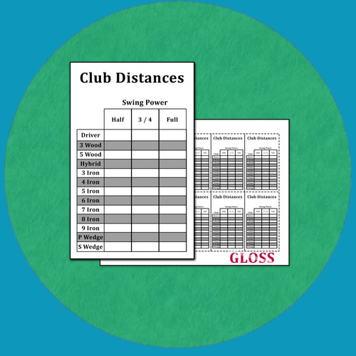Printable Club Distances Chart - (Inkjet Gloss) - 10 Per Sheet | Dogleg ...