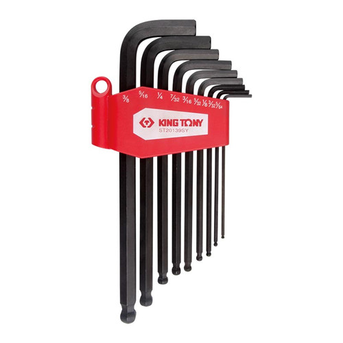Ball Hex Key Sets, Long, Imperial, 9 Piece | King Tony